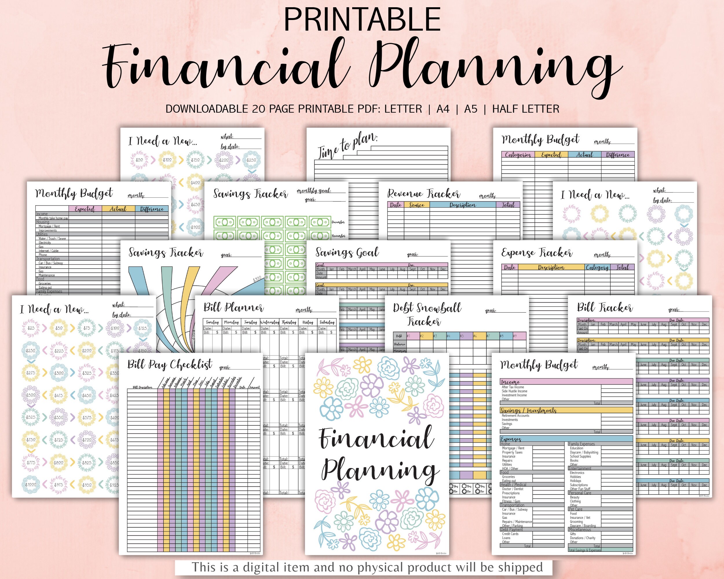 Financial Planner and Savings Tracker Bundle Printable - Etsy