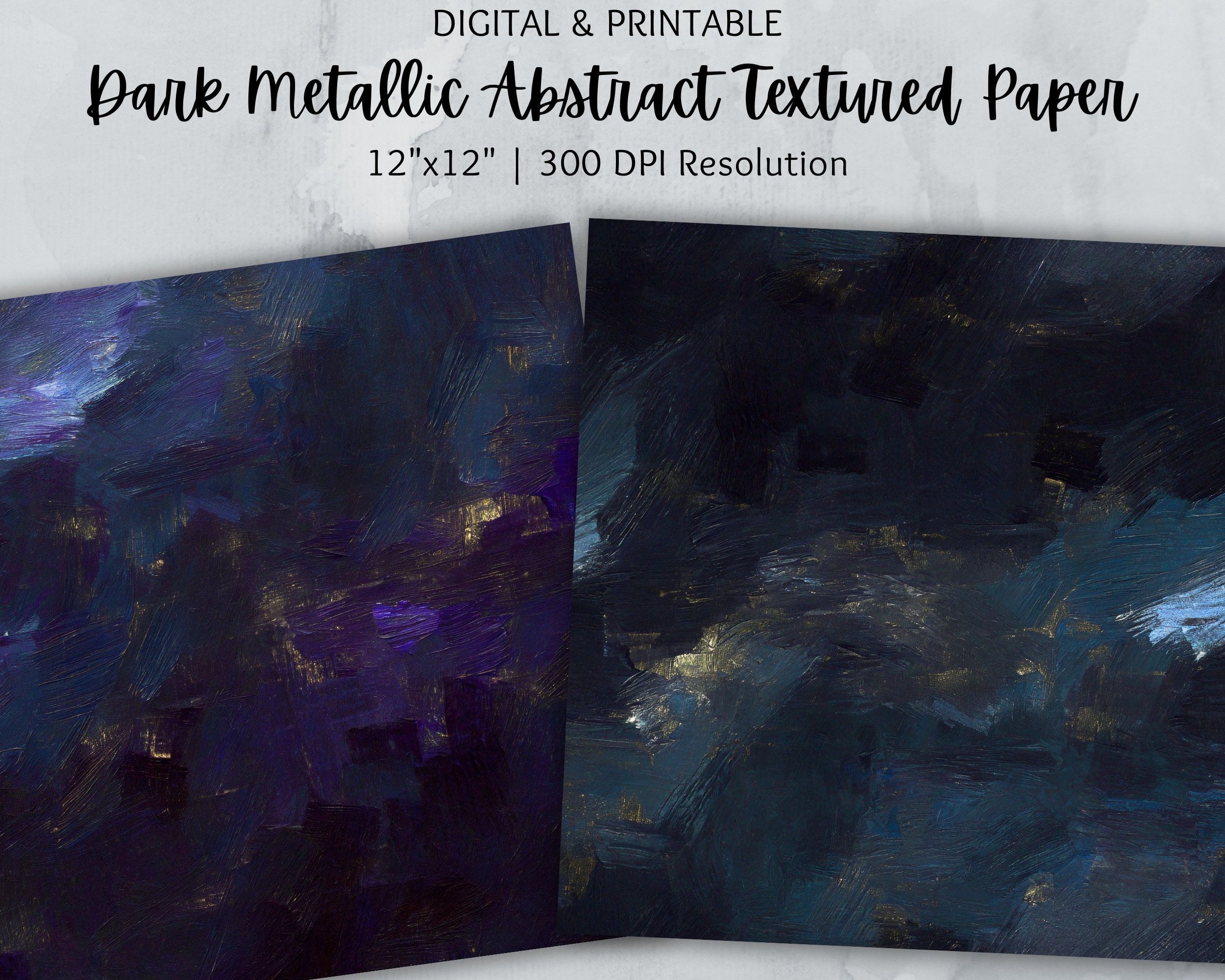 Dark Metallic Abstract Textured Paper | Digital Paper Pack | Commercial ...
