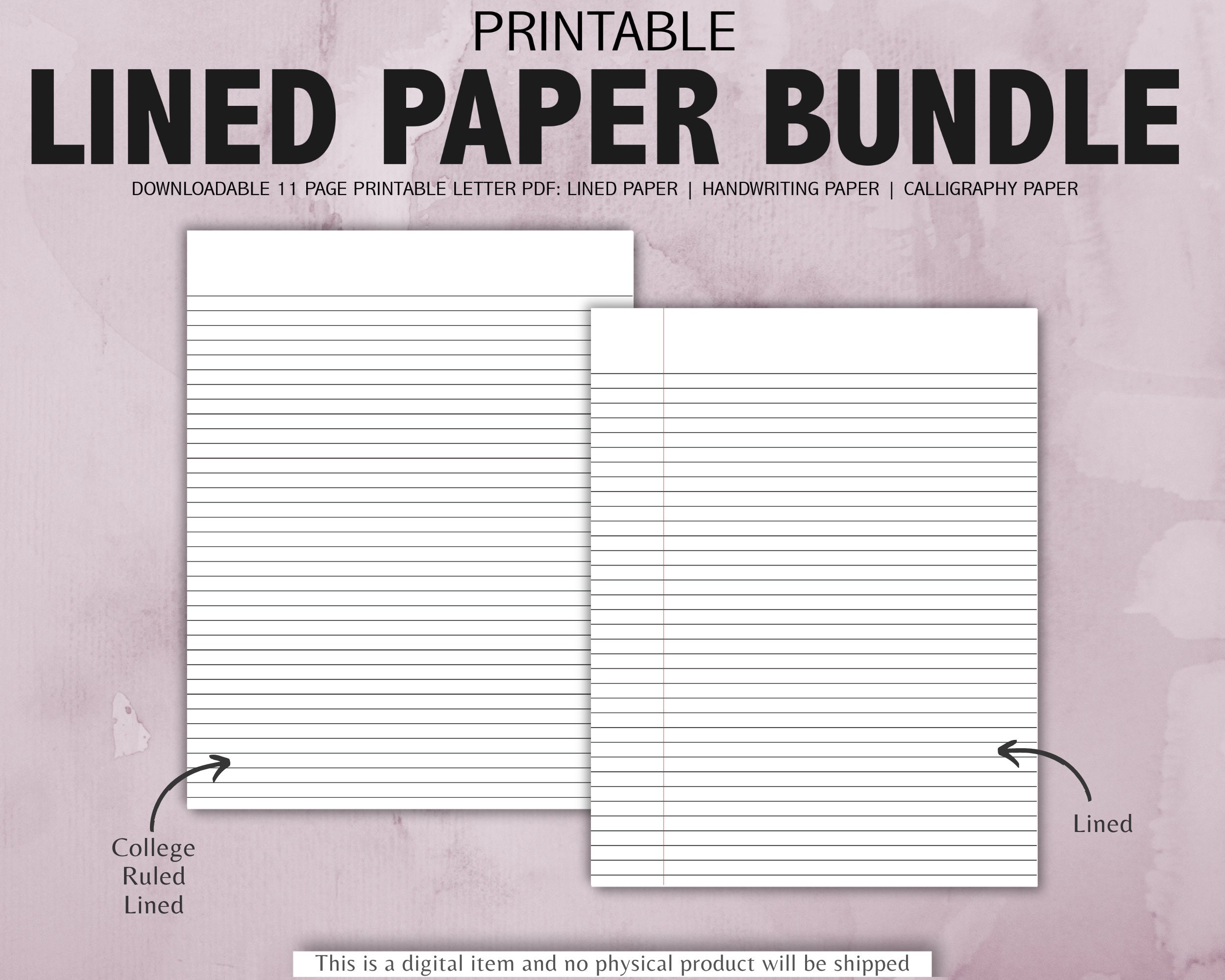 Lined & Handwriting Journal Printable Paper Insert Bundle - Etsy