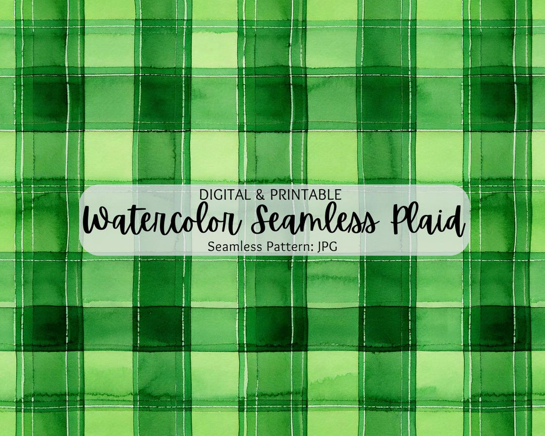 Green Plaid Seamless Pattern | St Paddy's Day Plaid | Watercolor Plaid ...
