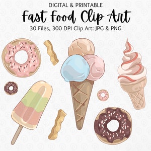 Fast Food Clipart | Junk Food Clipart Set | Street Food Clipart ...