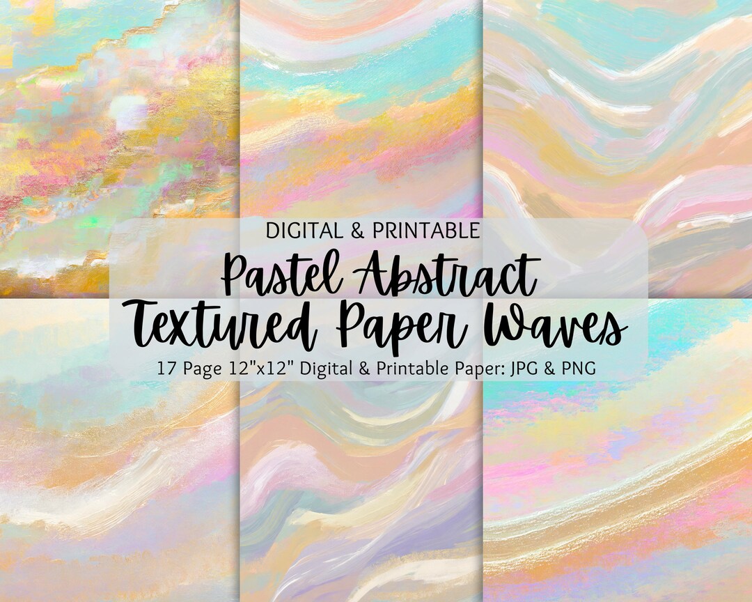 Pastel Abstract Textured Paper Waves | Digital Paper Pack | Commercial ...