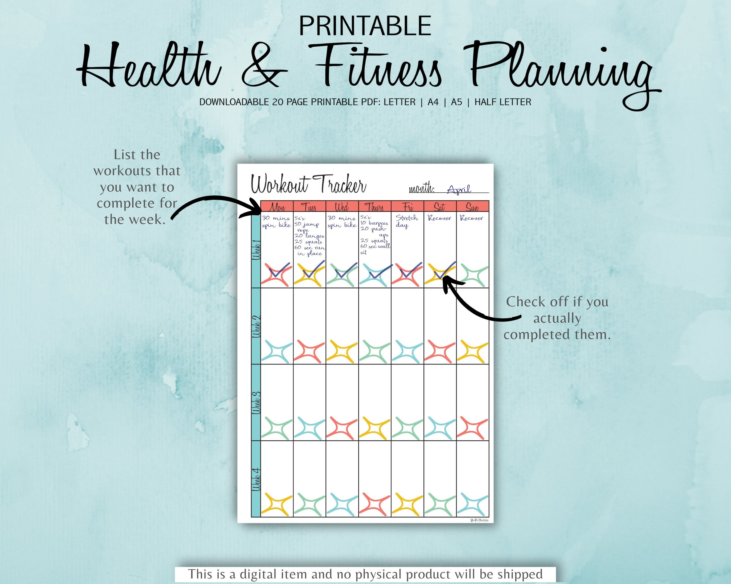 Self Care, Health, Fitness and Welness Journal Planner Insert Bundle ...