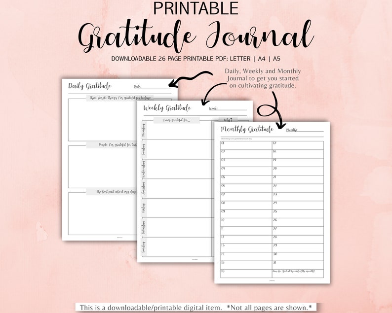 Gratitude Printable Journal Affirmation Journal Wellness - Etsy