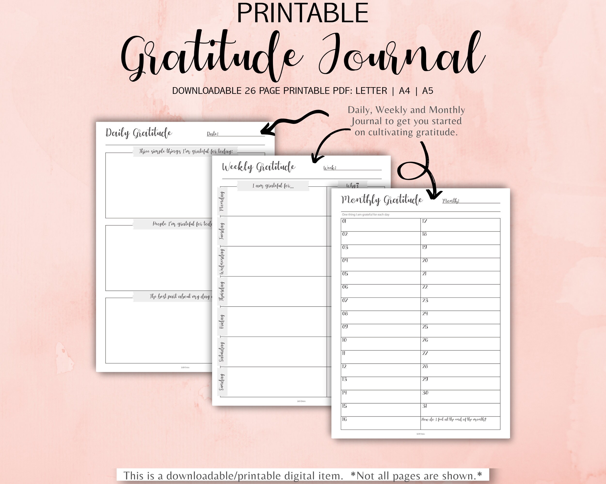 Gratitude Printable Journal Affirmation Journal Wellness - Etsy