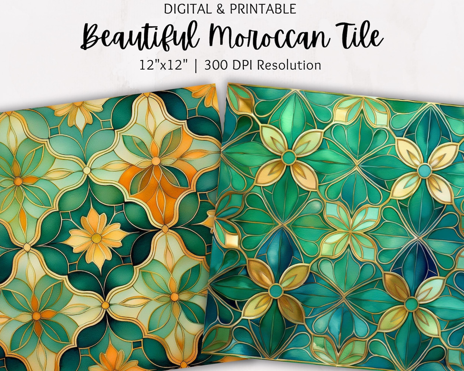 Moroccan Tiles Seamless Digital Paper Pack | Digital Backgrounds ...
