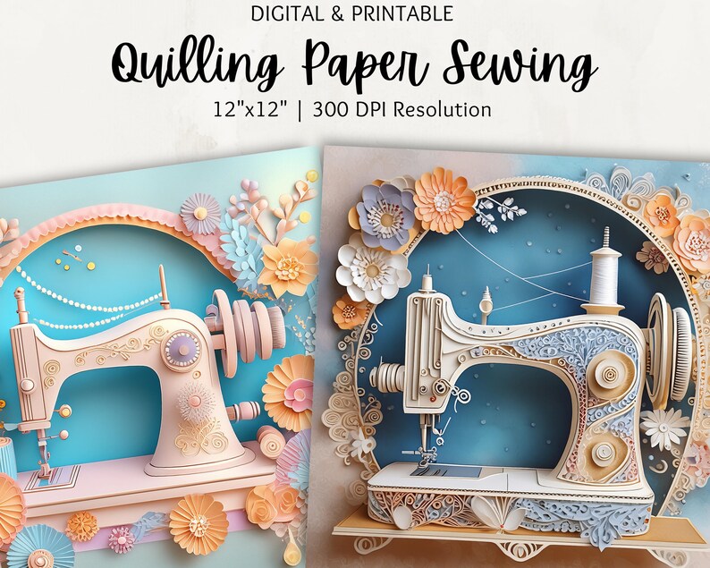Quilling Paper Sewing Bundle PNG | Sewing Machines Scrapbook Paper ...