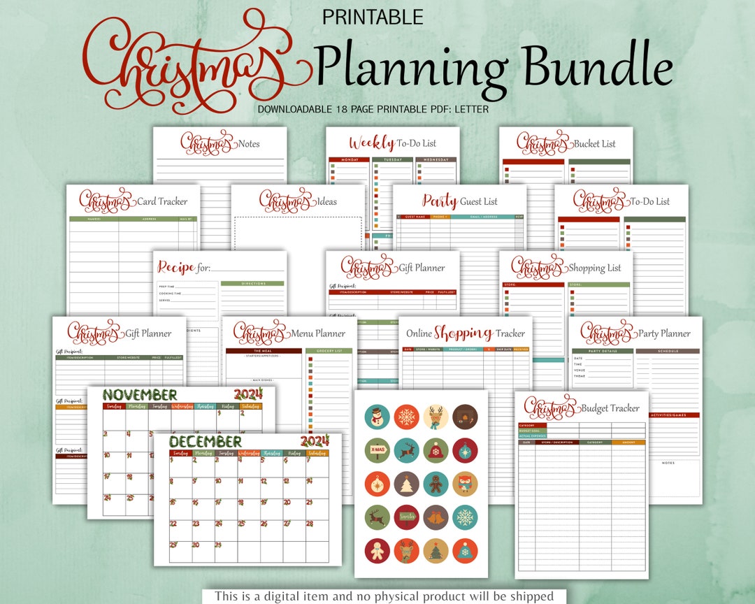 Christmas Planner Printable Bundle 2024 | Christmas Shopping Planner ...