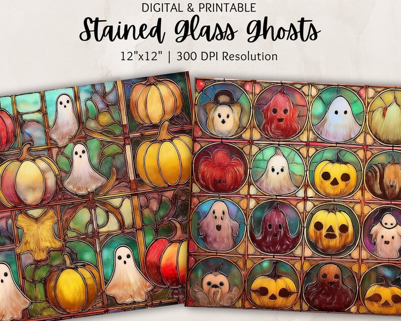 Ghost Stained Glass Images | Stained Glass Ghosts | Halloween Patterns ...