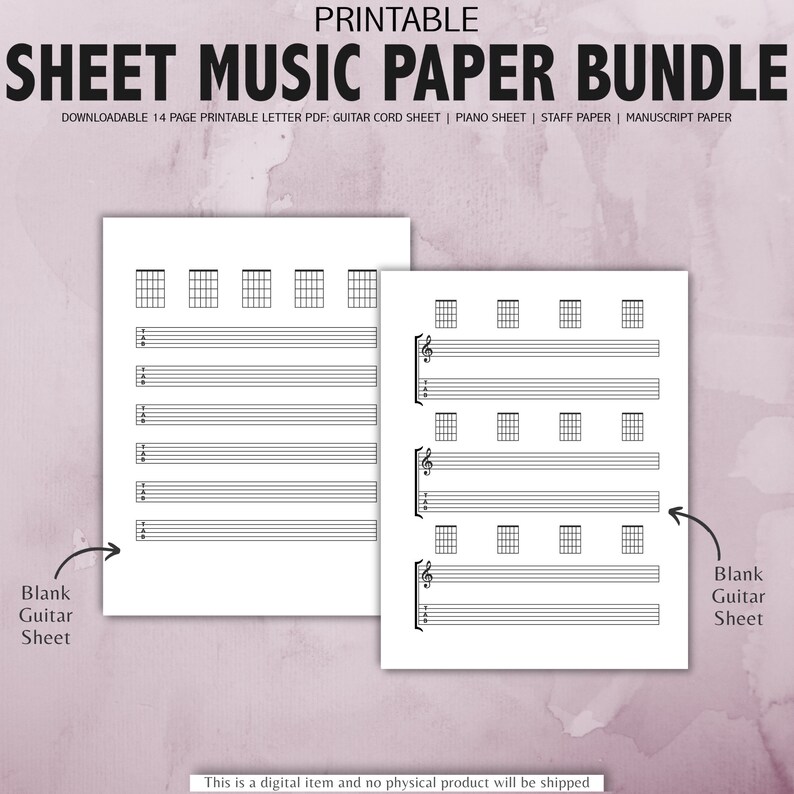 Blank Sheet Music Printable Bundle Staff Paper Piano Sheet - Etsy