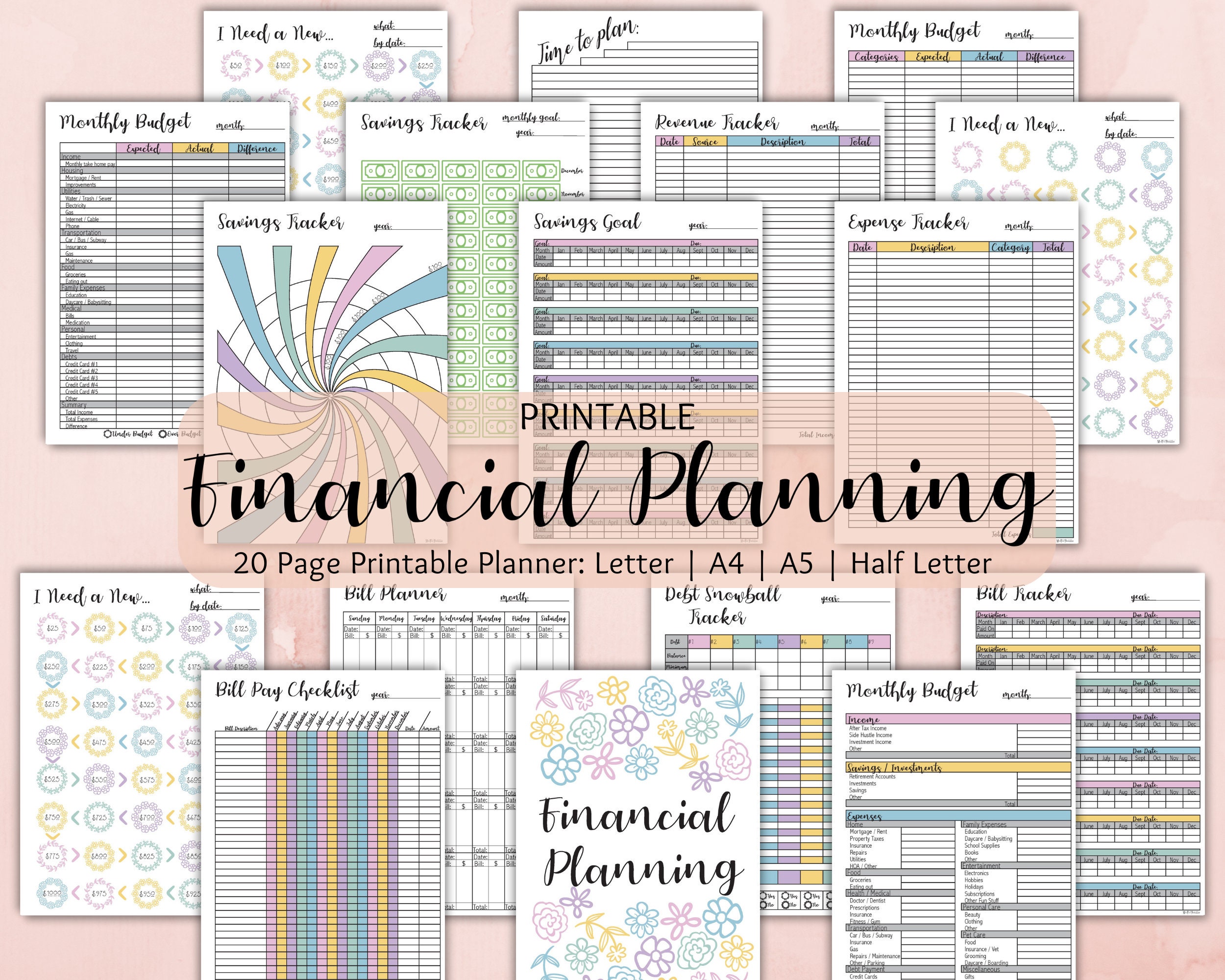 Financial Planner and Savings Tracker Bundle Printable | Budget, Debt ...