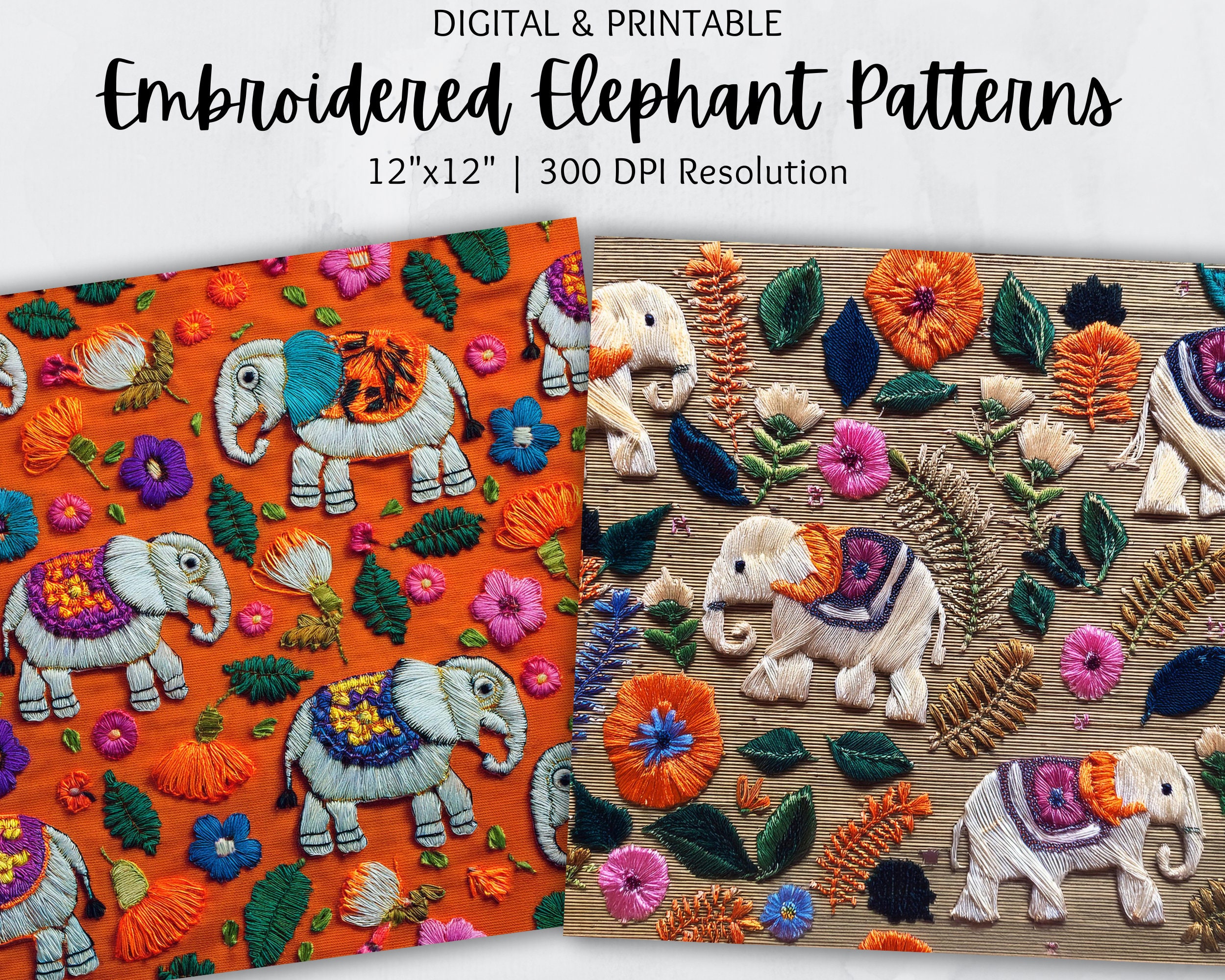 Elephant Embroidery Images | Embroidery Elephants | Embroidered ...