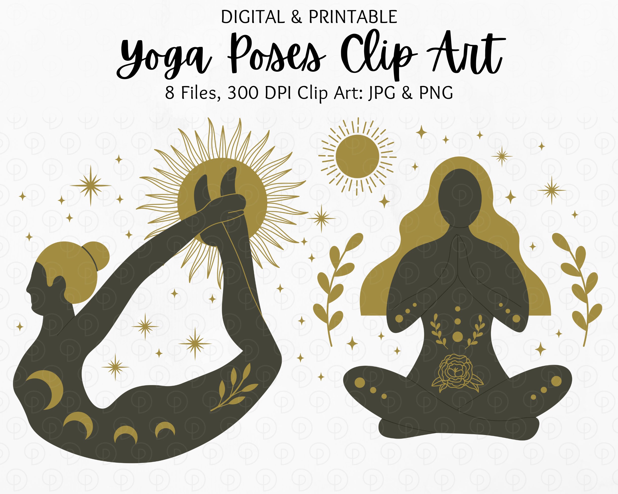 Yoga Clipart | Yoga Poses PNG | Floral Yoga Clipart Bundle ...