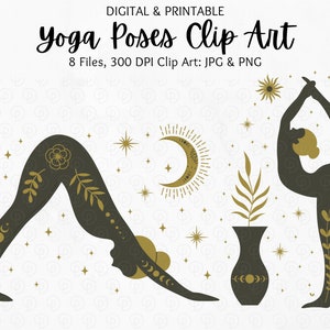 Yoga Clipart | Yoga Poses PNG | Floral Yoga Clipart Bundle ...