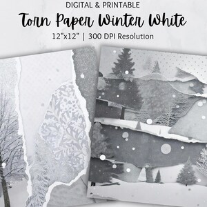 Abstract Torn Paper Winter Collage | Digital Paper | Commercial Use ...