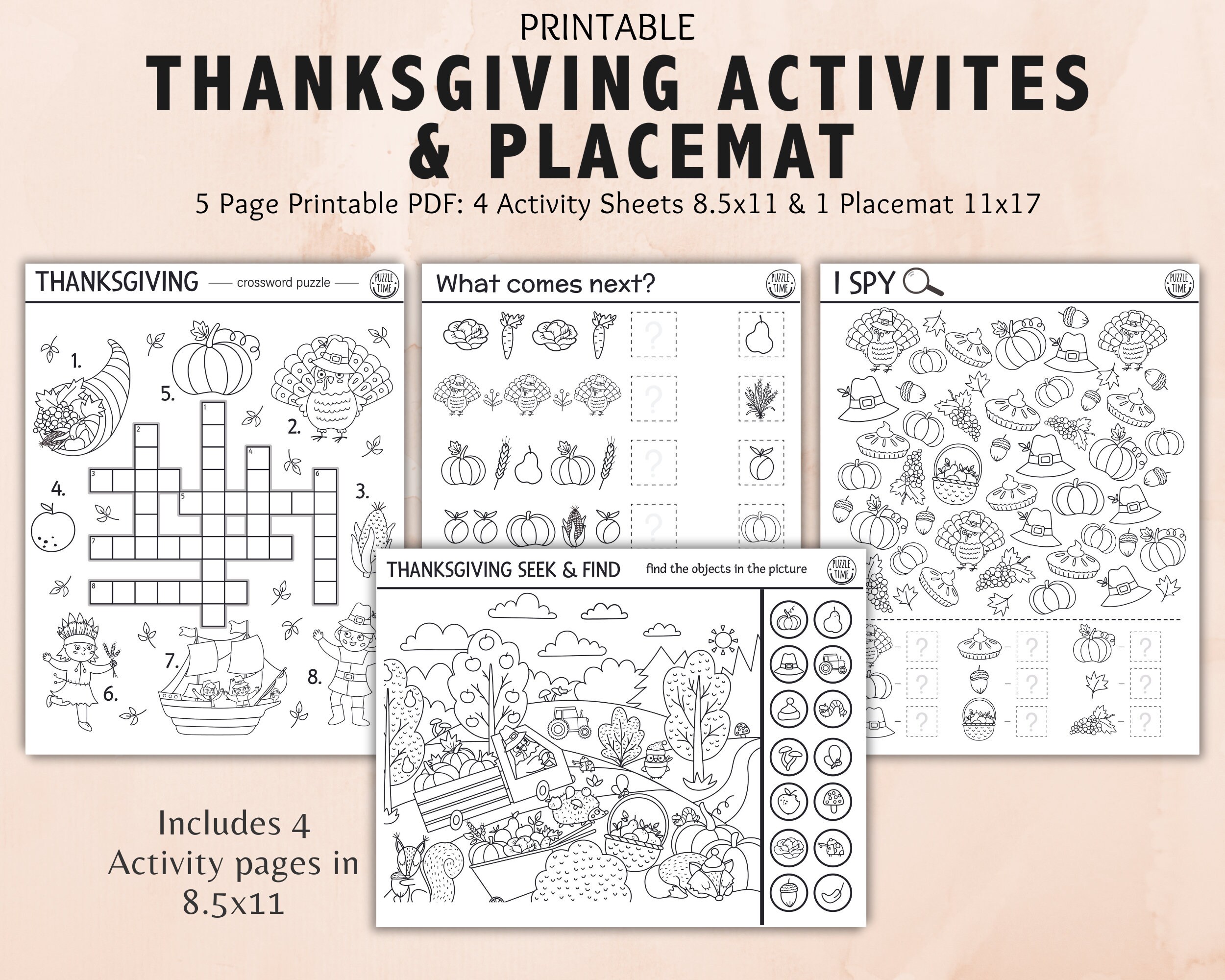 Thanksgiving Activity Placemat | Thanksgiving Activities for Kids ...