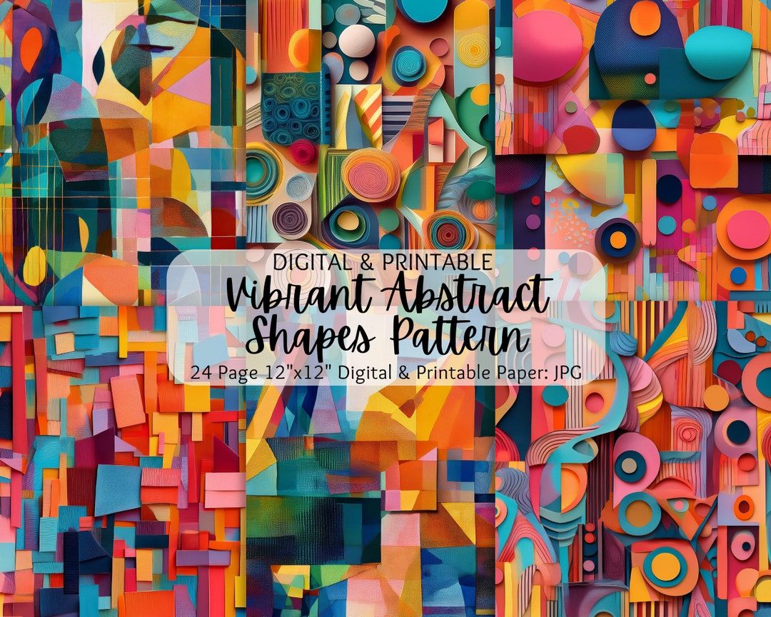 Vibrant Shapes Abstract Patterns | Colorful Abstract Digital Paper ...