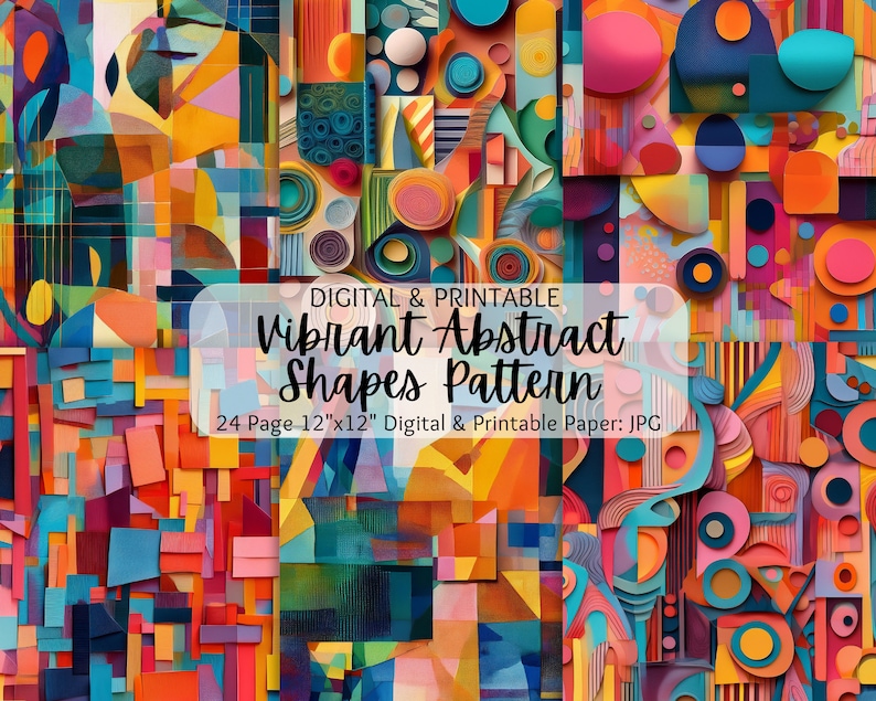 Vibrant Shapes Abstract Patterns | Colorful Abstract Digital Paper ...