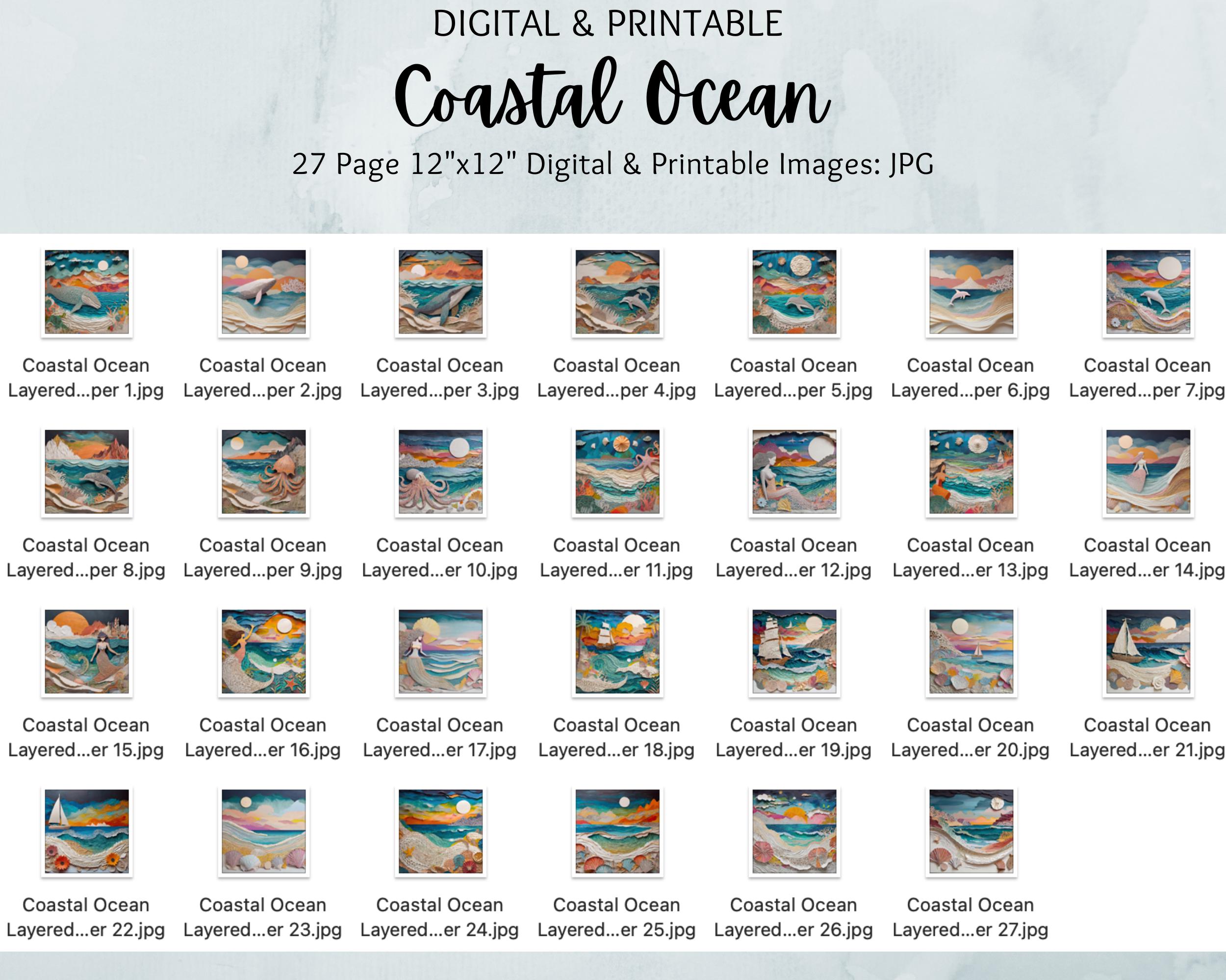 Coastal Junk Journal Layered Paper | Ocean Textured Paper | Digital ...