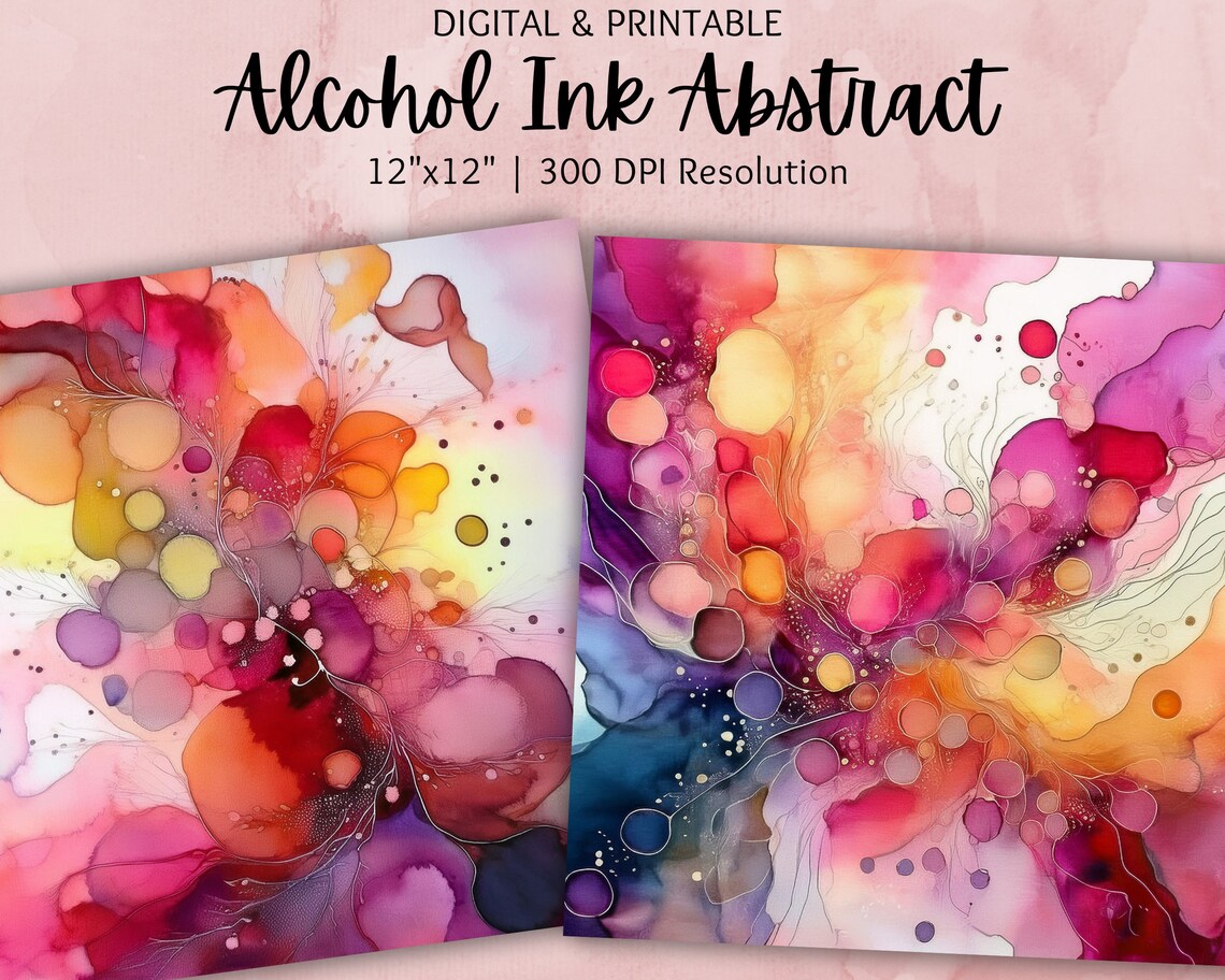Alcohol Ink Abstract Watercolor | Digital Paper | Commercial Use ...