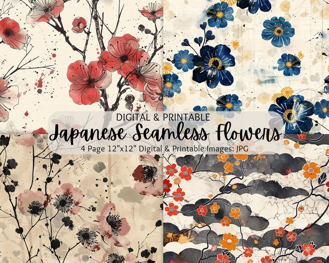 Japanese Seamless Floral Art | Seamless Patterns | Japanese Flower ...