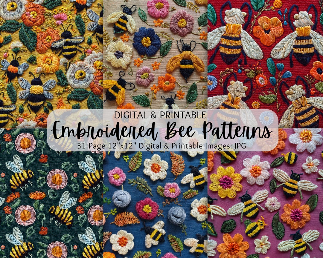 Bee Embroidery Images | Embroidery Bees | Embroidered Bee Patterns ...