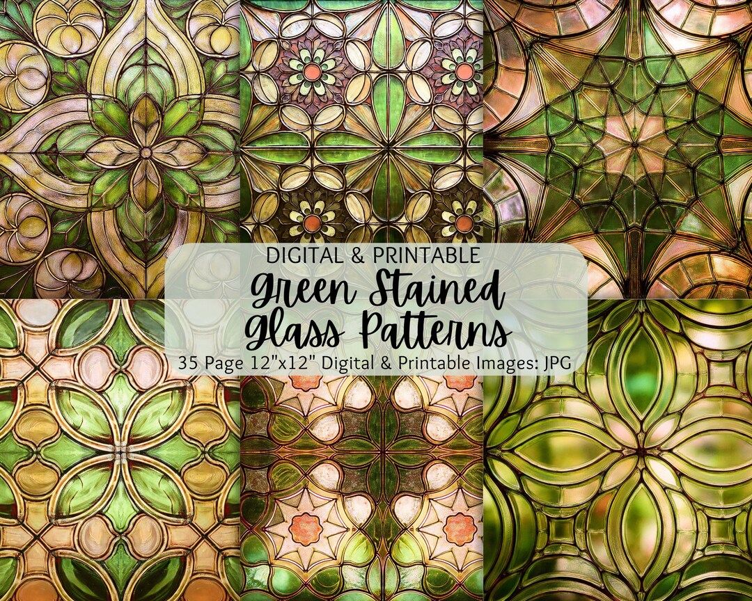 Stained Glass Images | Green Stained Glass Patterns | Seamless Patterns ...