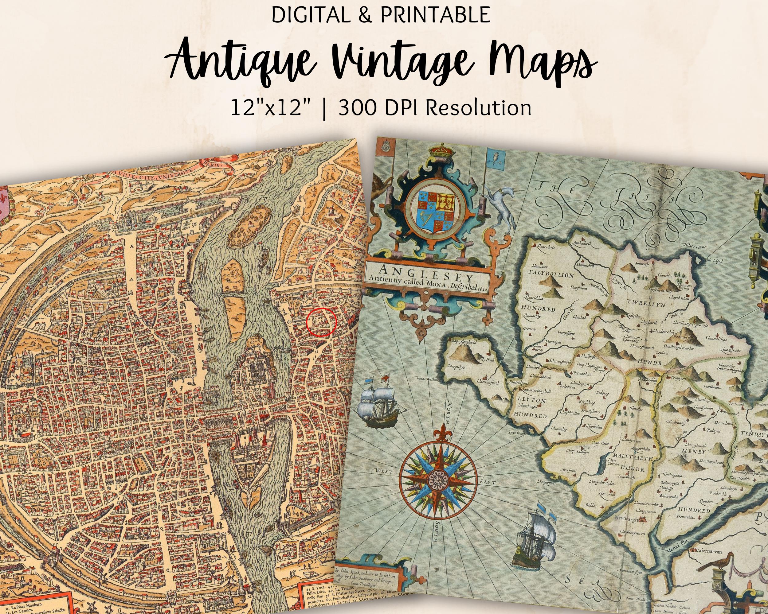 Vintage World Maps Old Maps Antique Maps Aged Oxidized Paper Vintage ...