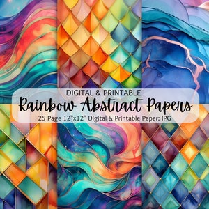Rainbow Abstract Metallic Patterns | Colorful Abstract Paper | Digital ...