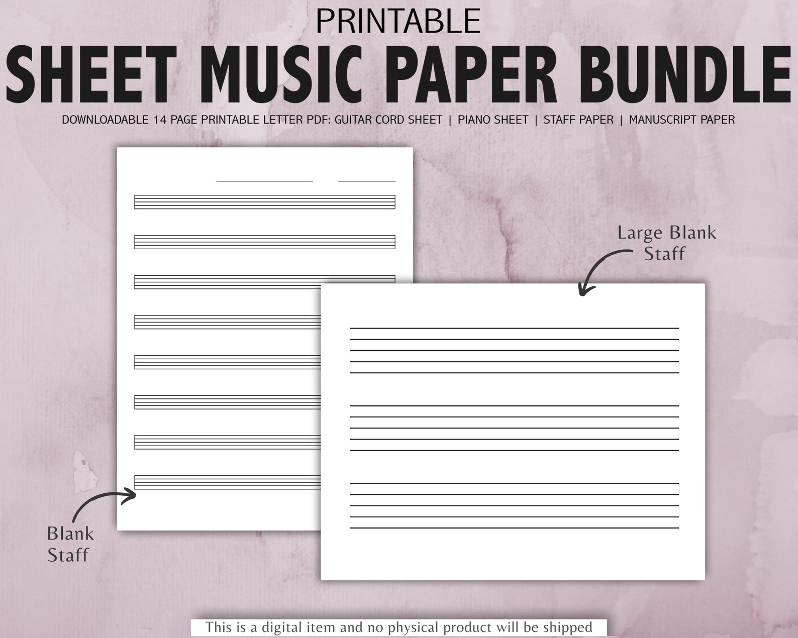 Blank Sheet Music Printable Bundle Staff Paper Piano Sheet - Etsy