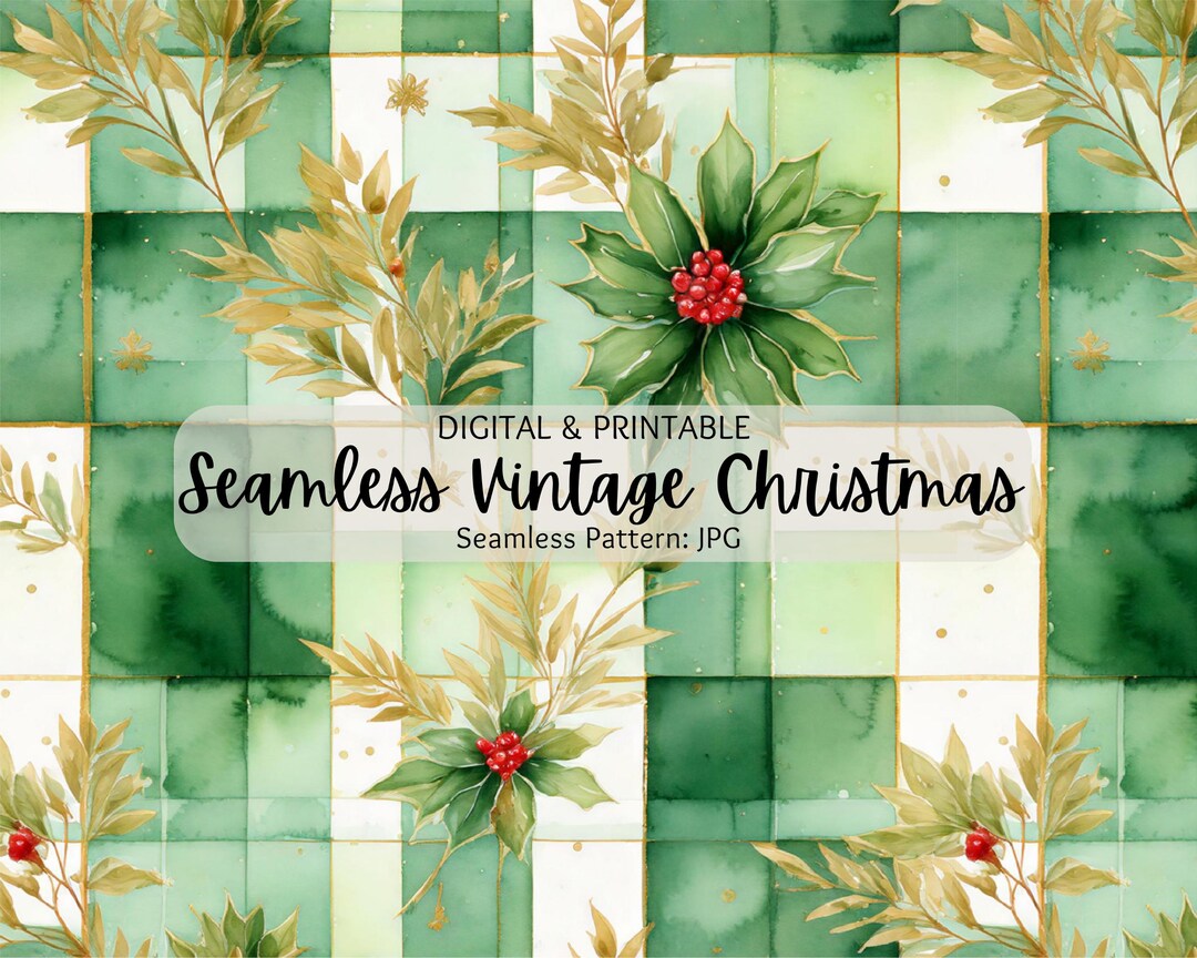 Vintage Christmas Plaid Seamless Pattern | Christmas Plaid Pattern ...