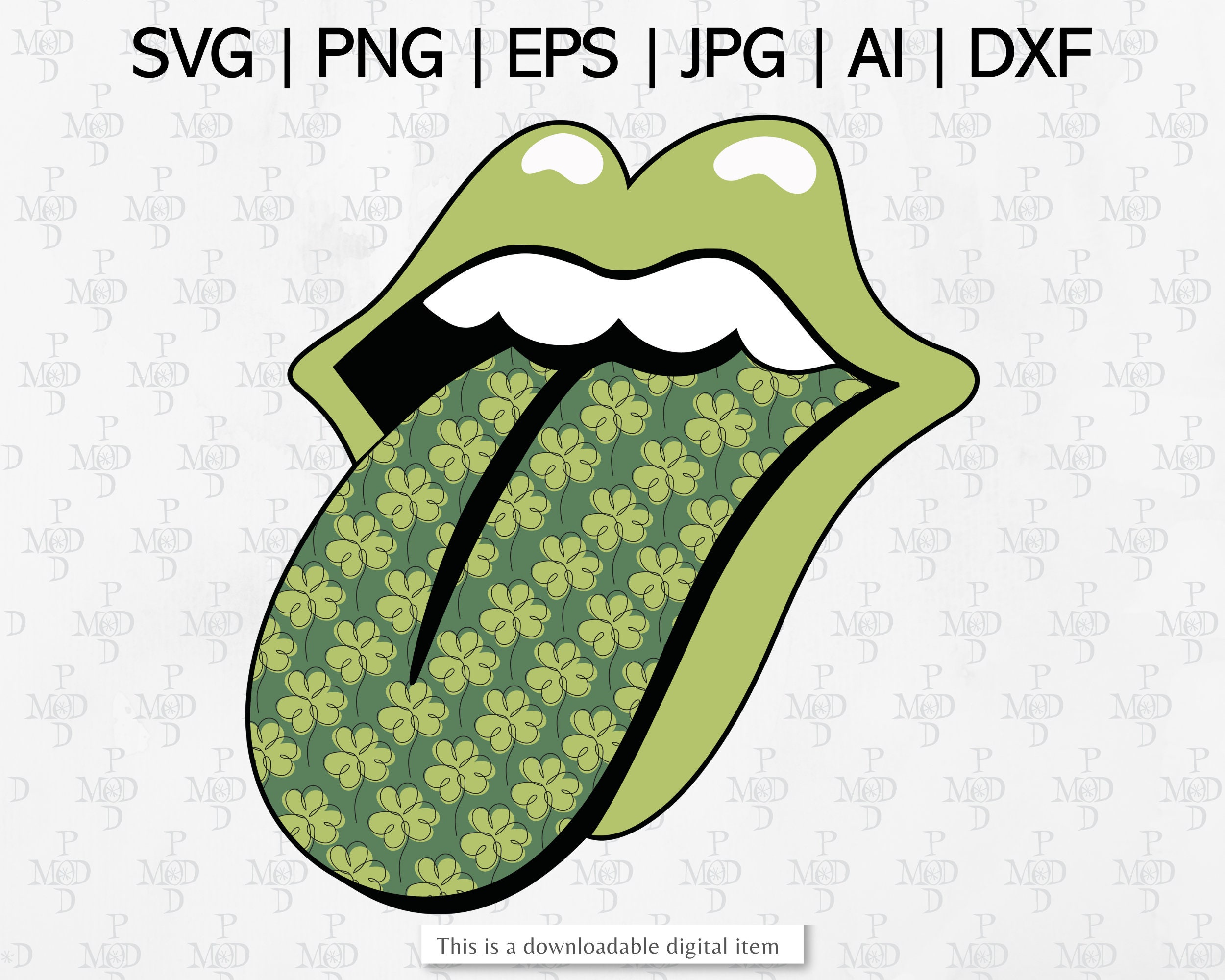 St Patricks Day Svg Shamrock Tongue Svg Lips Kiss Svg St Patricks Day