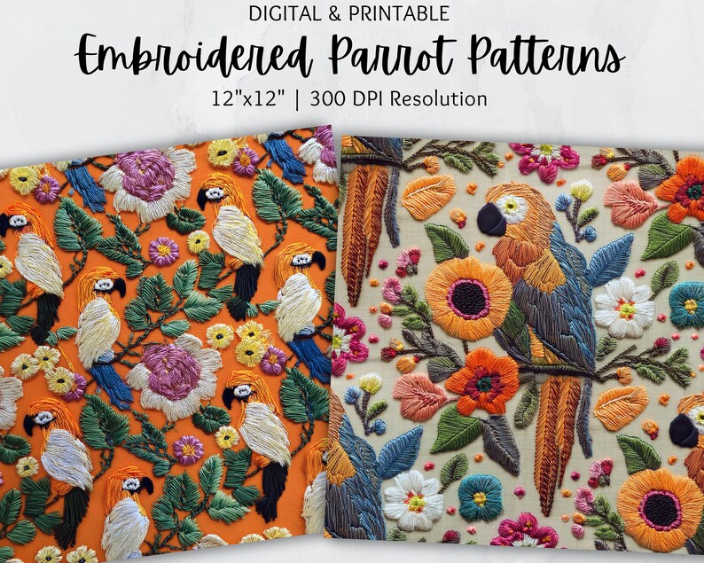 Parrot Embroidery Images | Embroidery Parrots | Embroidered Parrot ...