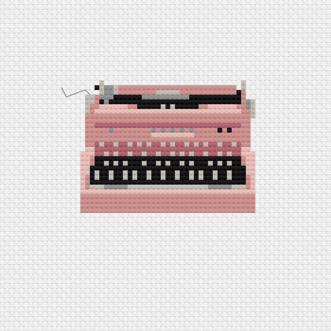 Pink Typewriter Cross Stitch PDF Pattern - Etsy