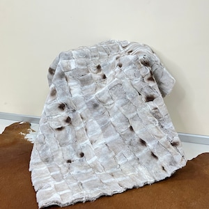 Real Rex Rabbit Fur Throw Blanket Rug, Sofa Throw Rug, Luxury Blanket ...