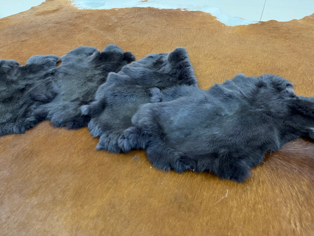 Real Rabbit Fur, Grey Rabbit Fur Pelt, Gray Rabbit Pelt, Anthracite ...