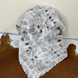 Real Rex Rabbit Fur Throw Blanket Rug, Sofa Throw Rug, Luxury Blanket ...