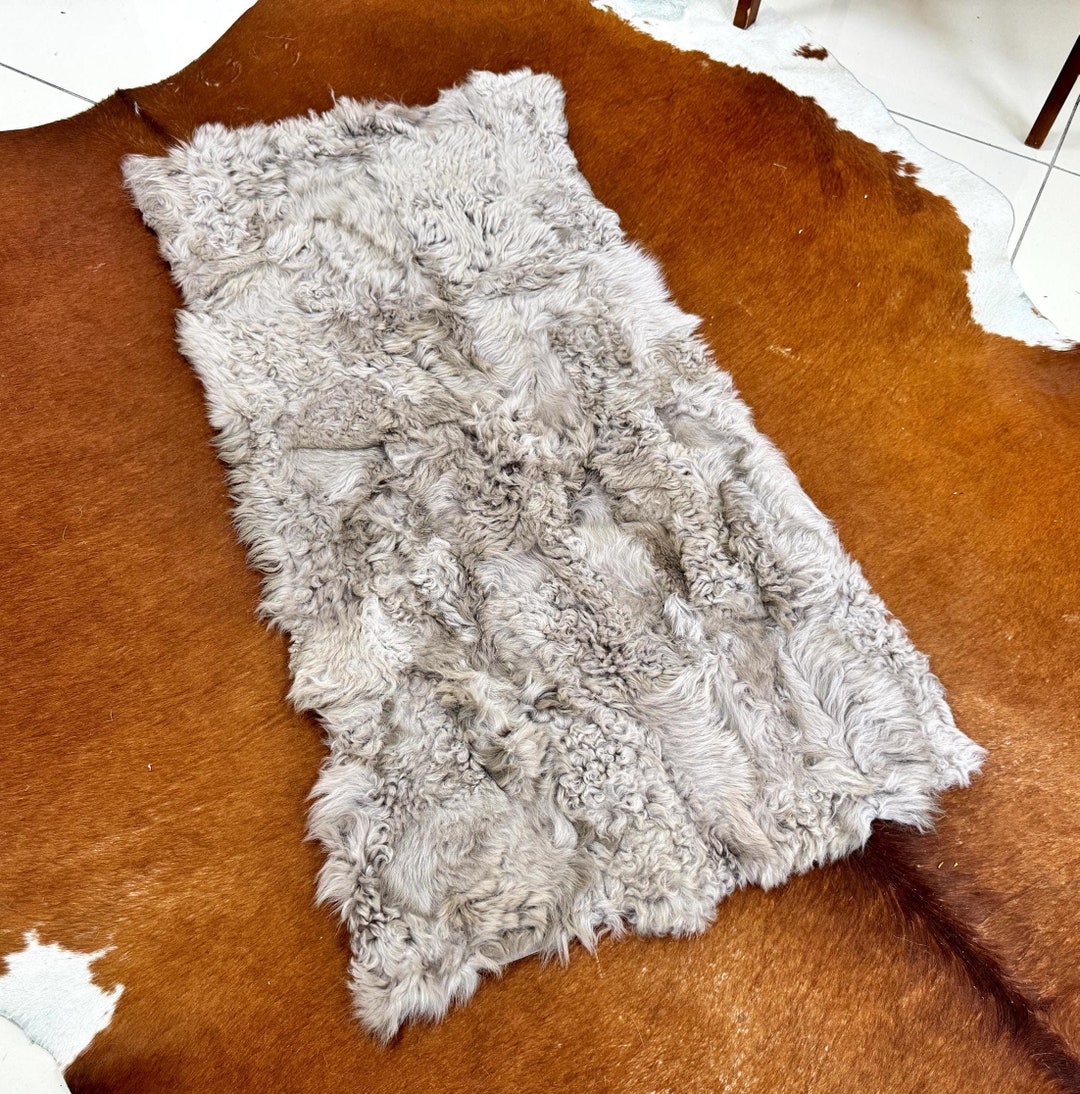 Gray Sheep Fur, Curly Sheep Hide, Patchwork Fur Sheet, Soft Fur ...