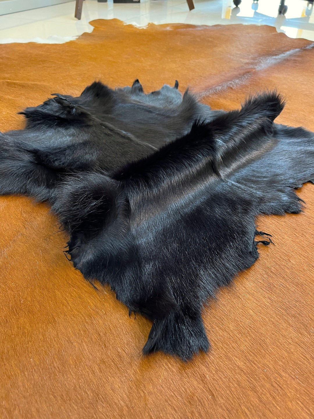 Real Natural Goat Pelt , Natural Black Goat Pelt, Bright Black Goatskin ...
