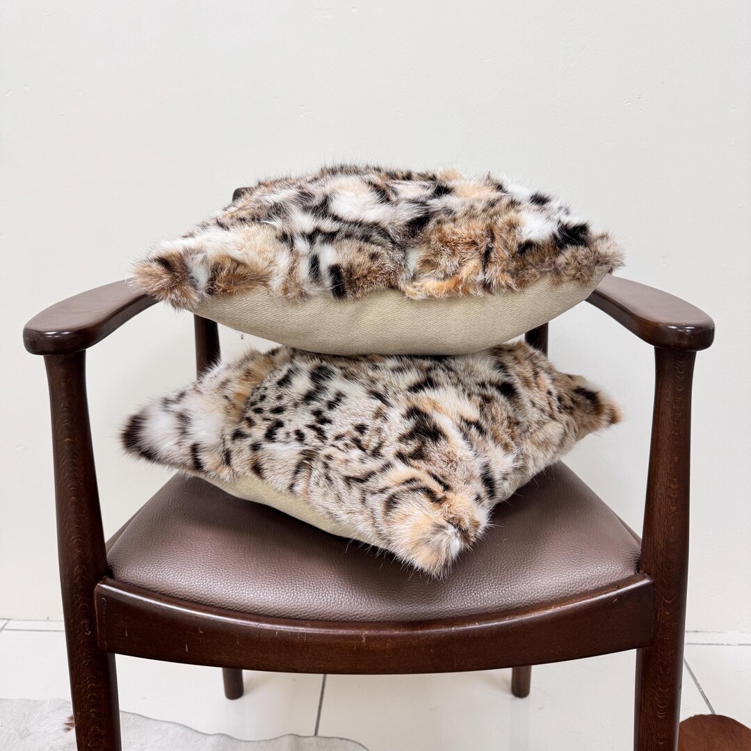 Lynx Fur Pillow, 2 Pcs Lynx Fur Pillows, 15x15 Inch Decorative Pillow ...