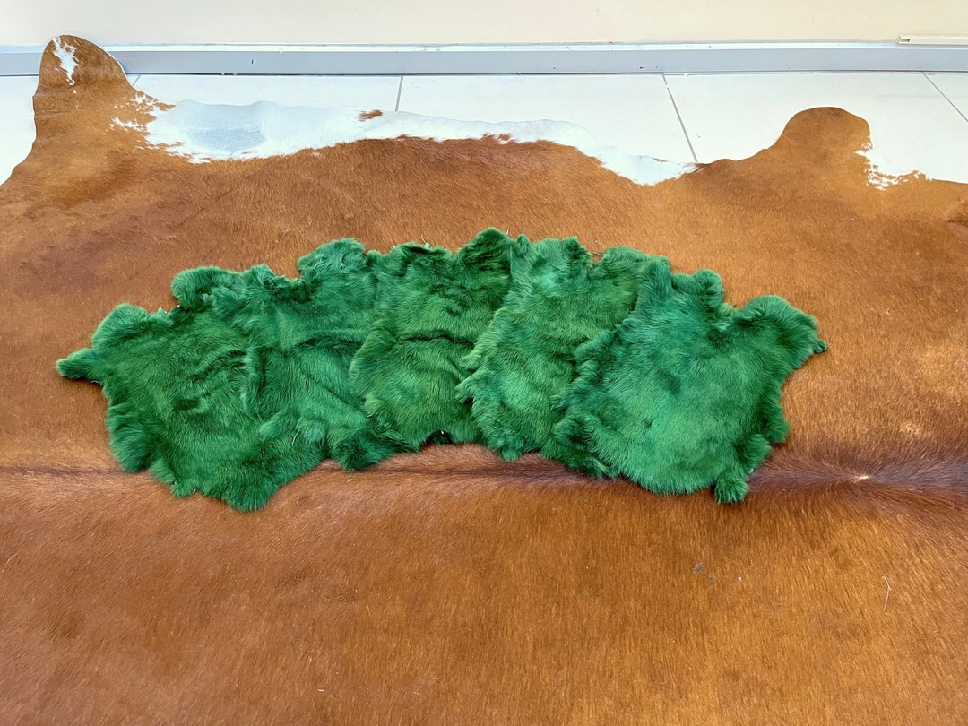 Green Rabbit Pelt , Dyed Rabbit Pelt , Green Color Soft Rabbit Skin Fur ...