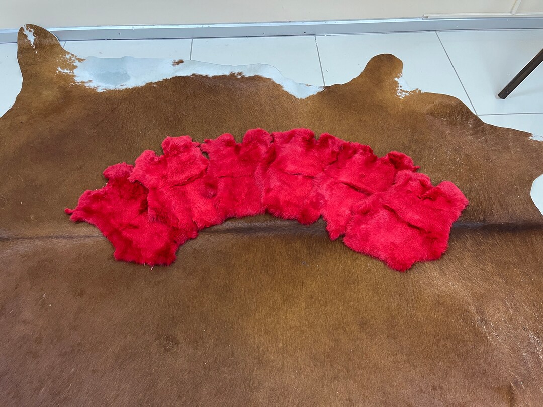 Red Rabbit Pelt Fur , Dyed Rabbit Pelt , Genuine Rabbit Pelt Fur , Soft ...