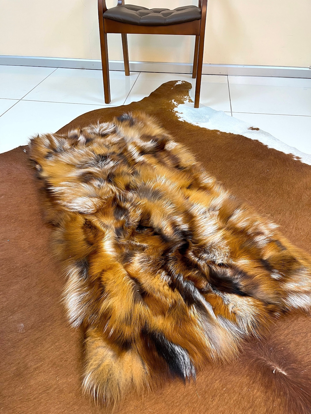 Genuine Luxury Red Fox Fur Rug, Real Red Fox Blanket, Fox Fur Blanket ...