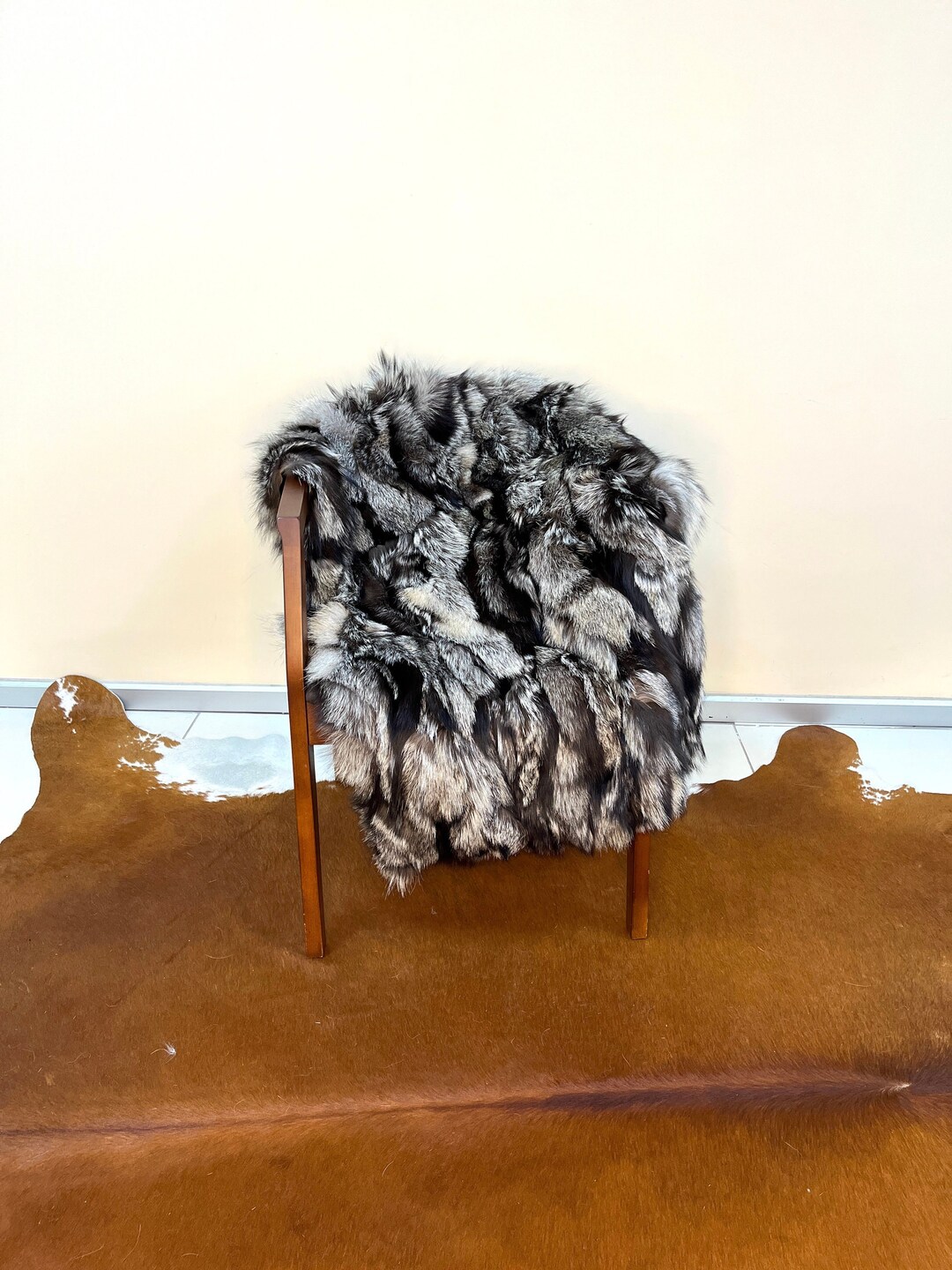 Real Silver Fox Pelt Throw , Genuine Silver Fox Fur Rug , Real Fox Pelt ...