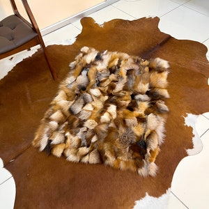 Real Canadian Red Fox Fur Rugs Blanket Throw 100% Real Red Fox Fur ...