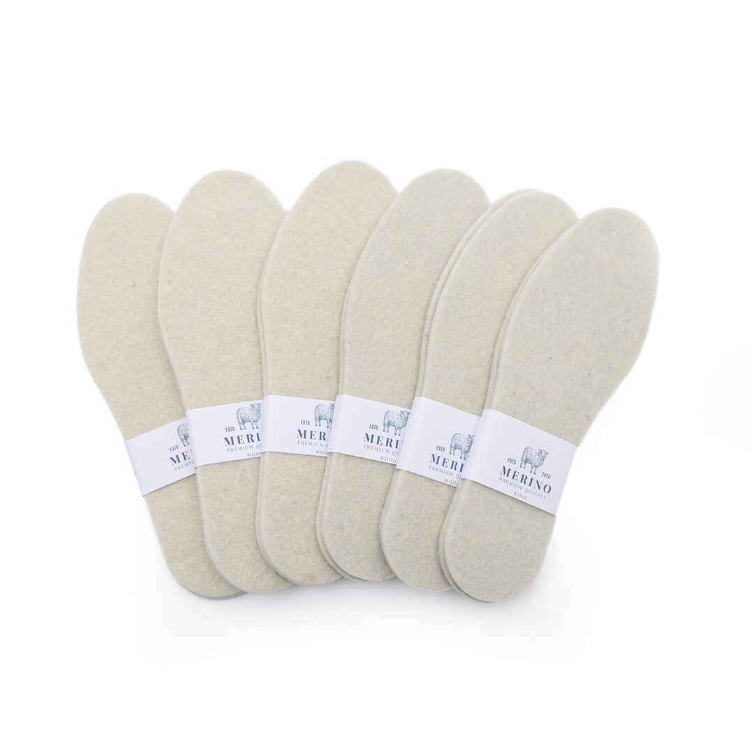 100% Wool Merino Felted Insoles for WOMEN MEN Wool Shoe Insole Inner ...