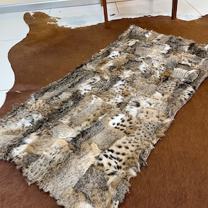 Real Lynx Pelt Fur Throw Rug , Lynx Craft Fur , Lynx Coat Fur , Lynx ...