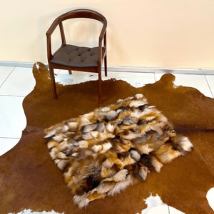 Real Canadian Red Fox Fur Rugs Blanket Throw 100% Real Red Fox Fur ...