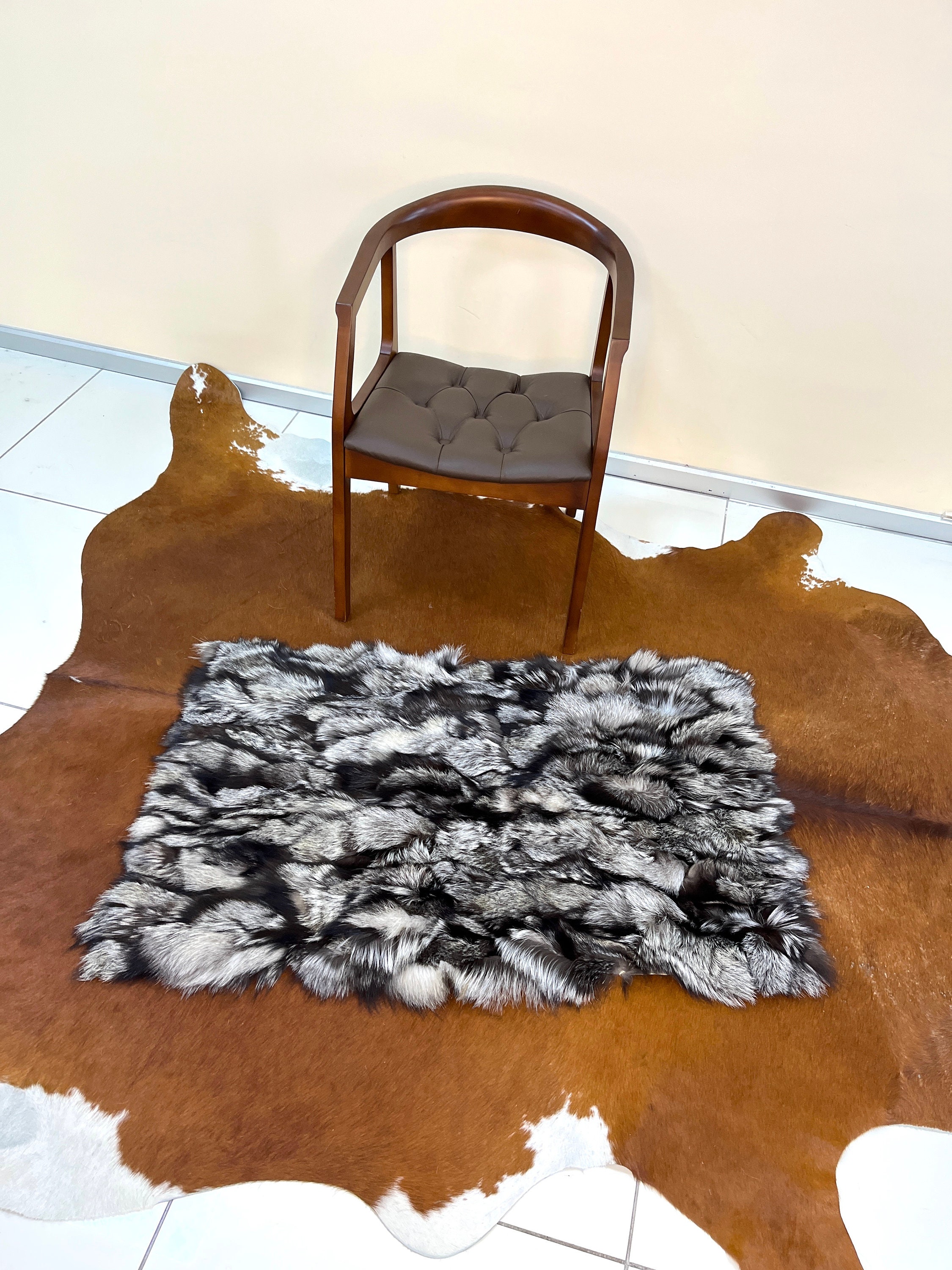 Silver Fox Hide Rugs , Silver Fox Fur Throw , Genuine Silver Fox , Real ...