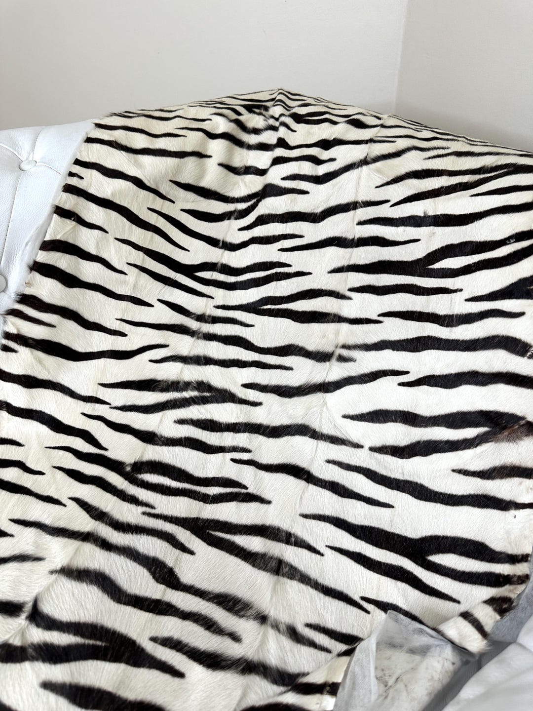 White Baby Goat Hide Rug, Zebra Print Goat Leather, Soft Animal Fur ...